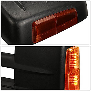 Pair Black Power Heated w/Amber LED Turn Signal Light Side Towing Mirrors Compatible with Silverado Sierra 14-20