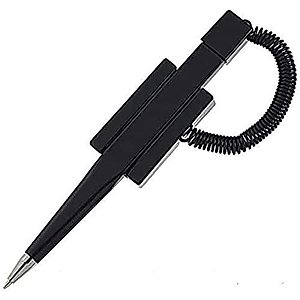 NoBo Pack of 5 Counter Coil Corded Wedgy Pen with Adhesive Backing, Black Ink