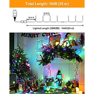 Color Changing String Lights with Remote - RGB 170 Ft 500 LED Color Changing Christmas Lights Timing Function Xmas Lights for Halloween, Christmas Decor, Holiday, Party, Xmas Decorations
