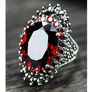 Victoria Jewelry Fashion Women's 925 Sterling Silver Red Ruby & Marcasite Ring Jewelry Size 7-10 (7)
