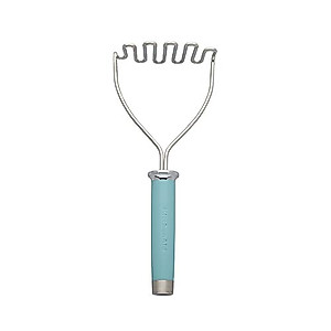 KitchenAid Gourmet Stainless Steel Wire Masher, One Size, Matte Aqua Sky & Gourmet Pizza Wheel, One Size, Matte Aqua Sky