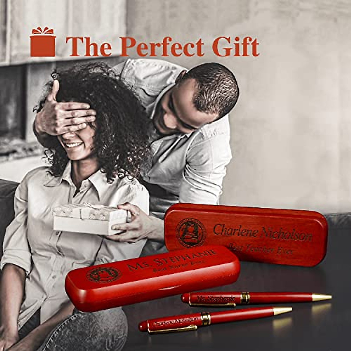 Personalized Engraved Maple Wood Rosewood Ball Pen & Case Set Custom Gift (Rosewood)