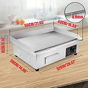 22" Commercial Electric Griddle, Electric Flat Top Grill, 3000W Countertop Griddle with Shovels and Brushes for Restaurant Kitchens