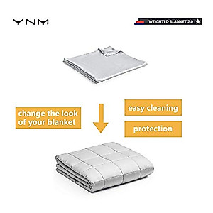 YnM Weighted Blanket with Bamboo Duvet Bundle | 48''x72'' 12lbs, Suit for One Person(~110lb) Use on Twin/Full Bed | Light Grey