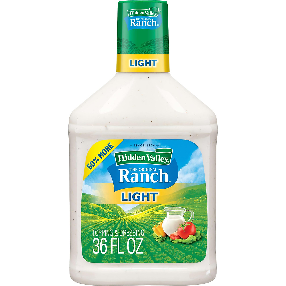 Hidden Valley Original Ranch Light Topping and Dressing, Gluten Free, 36 Ounce Bottle (Package May Vary)