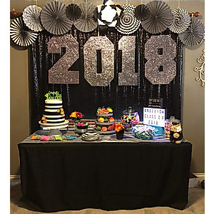 SquarePie Sequin Backdrop 6FT x 8FT Black Curtain Background for Halloween Wedding Party