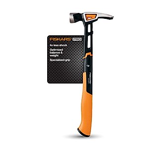 Fiskars 750230-1001 IsoCore 20 oz General Use Hammer, Carpenter Tools, Softgrip, Magnetic Nail Starter Groove, 15.5 inch,Black/Orange