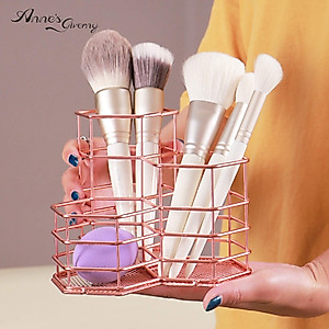 ANNE'S GIVERNY Makeup Brush Holder Metal Organizer Golden Rose Cosmetic Storage Beauty Sponges Blender holder Display
