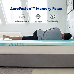 Full Mattress Topper 3 Inch Memory Foam Mattress Topper with Gel Infusion, Cooling Mattress Pad in a Box, CertiPUR-US Certified, 54”x75”, Blue