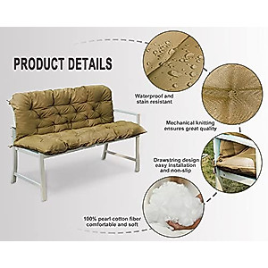 COSNUOSA Swing Replacement Cushions Waterproof Porch Swing Cushions 2-3 Seater Outdoor Swing Cushions for Outdoor Furniture Beige 60x40 Inches