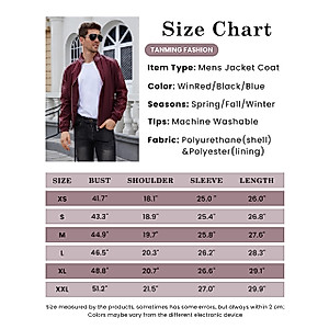 Tanming Men's Casual Slim Fit Lightweight Zip Up Softshell Bomber Jacket (Small, Red)