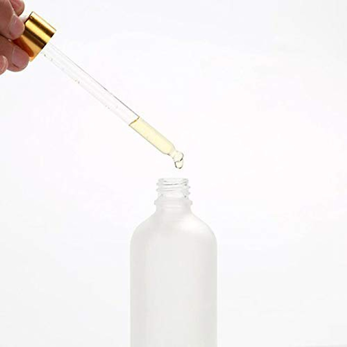 12PCS White Porcelain Essential Oil Dropper Bottle,Empty Refillable Squeezable Dropper Bottles Container Jars with Gold Aluminum Cap Eye Liquid Dropper with Glass Pipette (15ml)