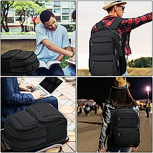 BIKROD Backpack for Men, TSA Travel Backpack, College Backpacks Water Resistant Back Pack with USB Charging Port, Business Anti Theft Durable Computer Bag Gifts Fits 17.3 Inch Laptop, Black