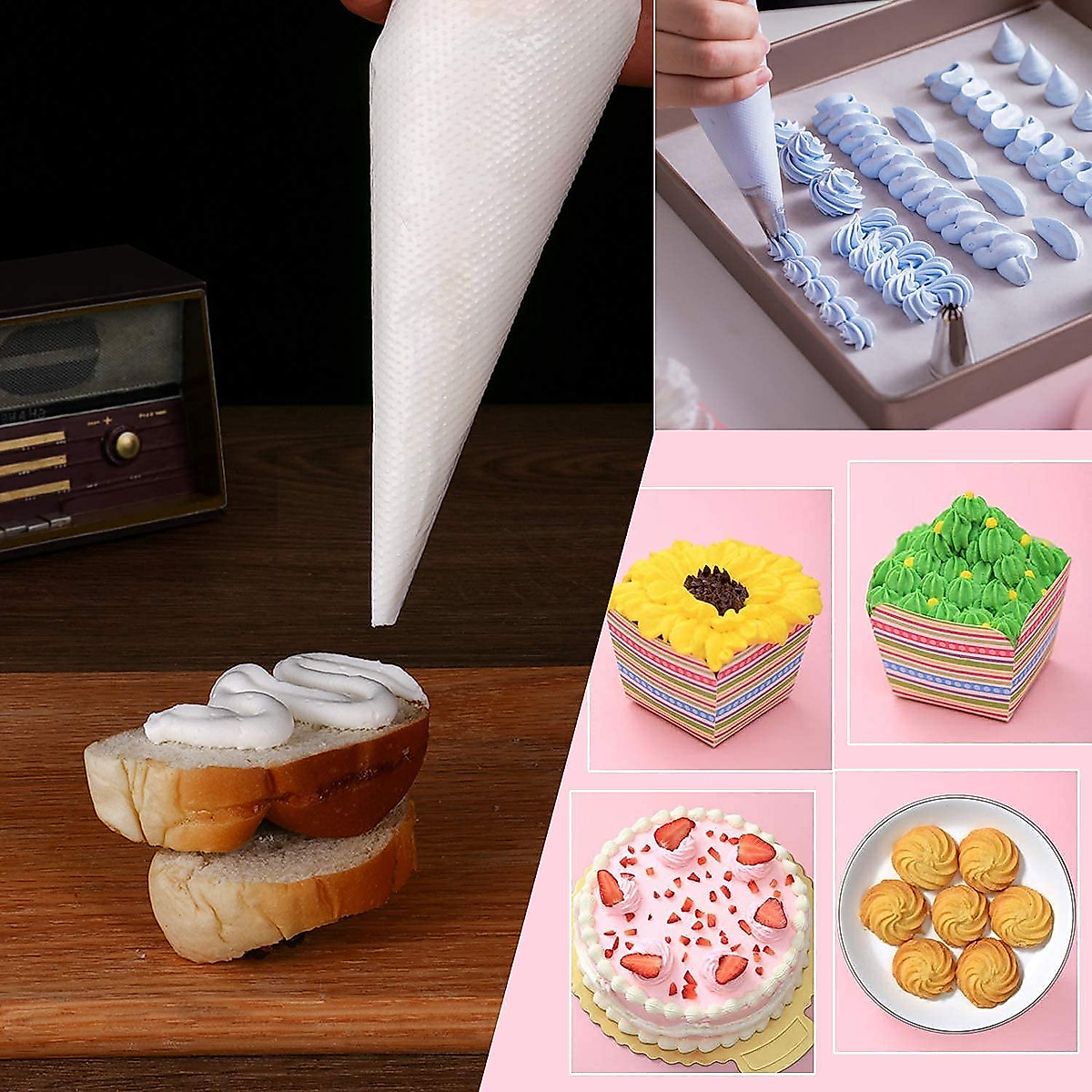 400 Pcs Disposable Piping Bags 12inch Anti-Burst Pastry Bags, Tipless Icing Piping Bag for Cake, Cream Frosting and Cookie Decoration Supplies