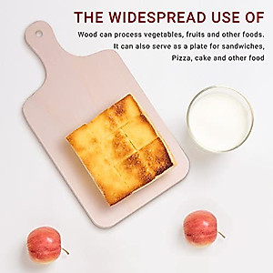 Roundsky 6 PCS Mini Wooden Cutting Board with Handle Unfinished Wood Paddle Chopping Board Cutouts Blank Small Chopping Board for DIY Kitchen Cooking Vegetables Decor