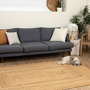 Homespice George 8x10' Natural Jute Braided Rugs for Your Farmhouse Living Room Rug A Natural Area Rug