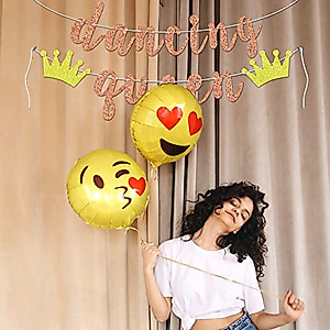 Rose Gold Glitter Dancing Queen Banner, Young and Sweet Only 17/Cheers to 17 Years, 17th Birthday Party Decorations for Girls