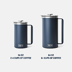 YETI Rambler 34 oz. French Press Coffee Maker, with GroundsControl Filter, Navy