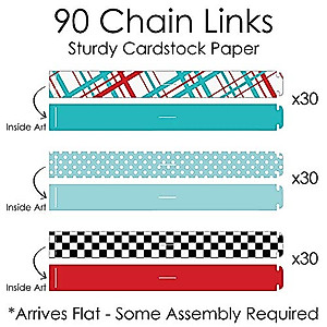 Big Dot of Happiness 50’s Sock Hop - 90 Chain Links and 30 Paper Tassels Decoration Kit - 1950s Rock N Roll Party Paper Chains Garland - 21 feet