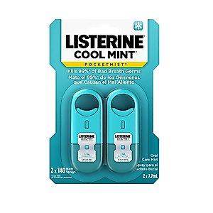 Listerine Pocketmist Cool Mint Oral Care Mist to Get Rid Of Bad Breath, 2 Pack ( Pack of 8)