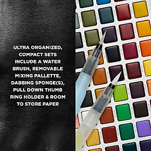 SAKURA Koi Pocket Field Sketch Kit - Watercolor Sets for Painting On the Go - 30 Colors - 1 Water Brush - 1 Sponge - 1 Mixing Palette