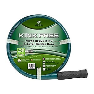 Worth Garden Short Garden Hose 5/8 in. x 25ft. NO KINK,No Leak,HEAVY DUTY Durable PVC Water Hose with Solid Brass Hose Fittings, Male to Female Fittings,Swivel Grip,12 YEARS WARRANTY,H055B03