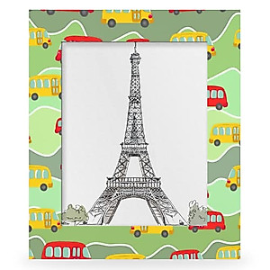 Red Yellow Bus Car 4x6 Picture Frame, Cartoon Wooden Photo Frames for Tabletop and Wall Display, Picture Frame Home Office Decor