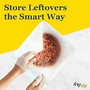 rezip Gallon Freezer Safe Reusable BPA-Free Food Grade Storage Bag 4-Pack, Leakproof, Dishwasher Safe, Travel Friendly, (4) Gallon 16-Cup/128-Ounce