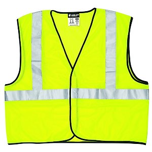 MCR Safety VCL2SLL Class 2 Polyester Solid Economy Safety Vest with 3M Scotchlite 2-Inch Silver Reflective Stripe, Fluorescent Lime, Large