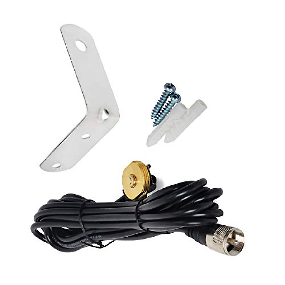 HYS UHF VHF 2meter 70CM 21inches NMO Antenna with NMO Mount 4meter(13.1ft) PL259(UHF Male) RG58 Coax Cable and L Shape Fender Bracket Mount for Trunk Car Mobile Radio Transceiver