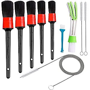 Car Detailing Brush Kit, Car Brushes for Detailing, Auto Detailing Brushes for Cleaning Wheels, Interior, Exterior, Skylight, Leather(10 Pcs)