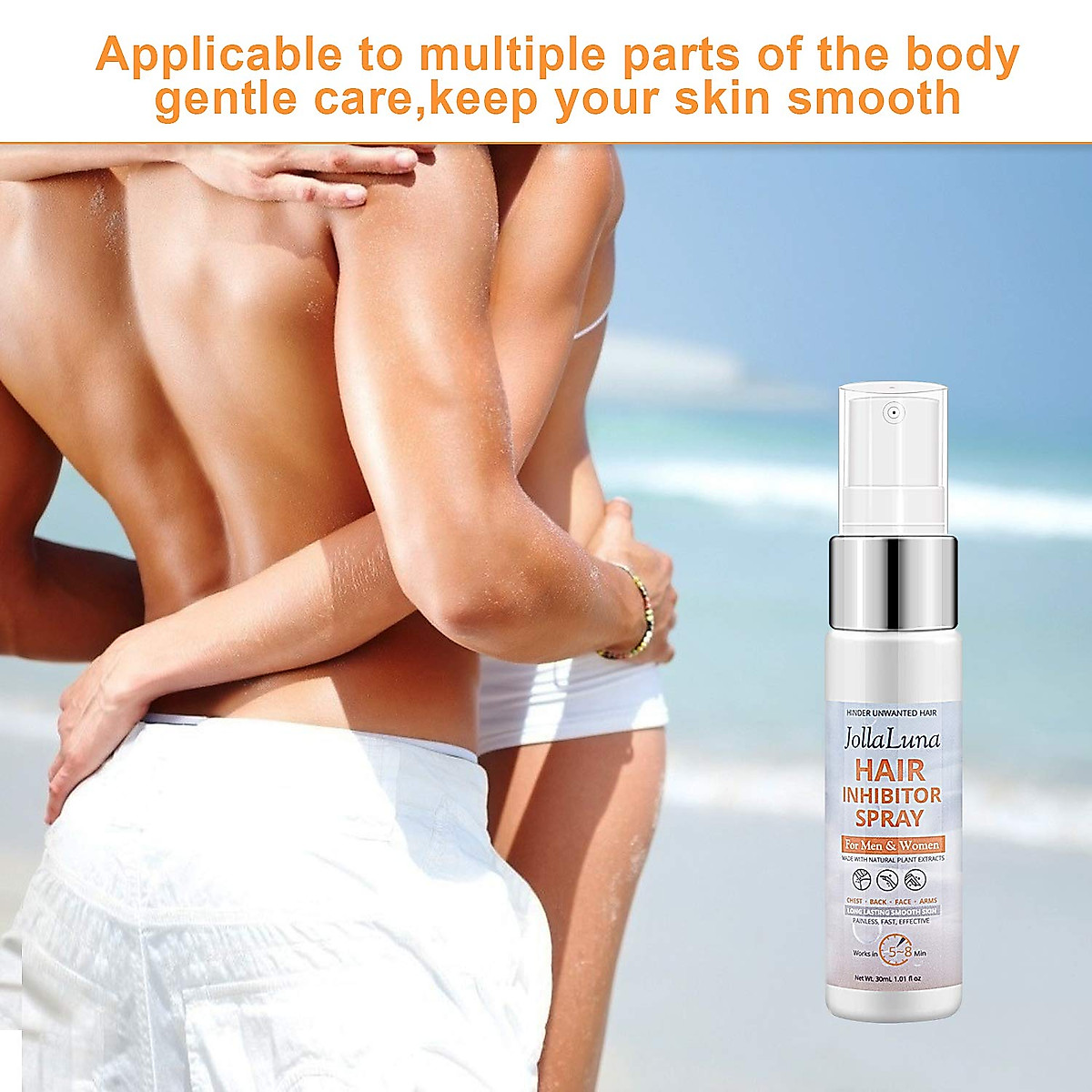 JollaLuna Hair Inhibitor, Hair Removal Spray, Hair Stop Growth Spray for Men and Women, Non-Irritating Painless Hair Removal for Face Arms Legs Chest Armpit, 30 mL (Aromatic)