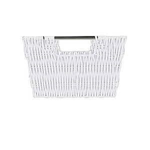 Simplify 3 Pack Set Woven Baskets with Handles, for Storage, Blankets, Toys, Books, Ideal for Home, Office, Dorm, Playroom, Closet, in White 3 Piece Rattan Tote