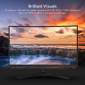 Fiodio 24” Gaming Monitor, with 165Hz Refresh Rate, 1920 * 1080P Full HD, Adaptive Sync, MPRT 1ms, HDMI and DP Inputs (DP Cable Included), Flat, Black (24H2G)