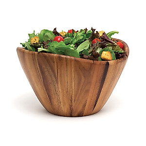 Lipper International Acacia Wave Serving Bowl and 4 Wave Bowls Set