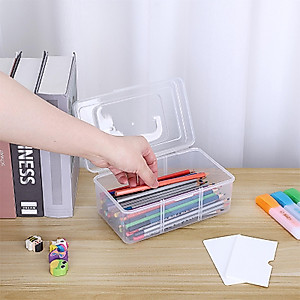 BTSKY Portable Small Storage Box with Flap Lid Clear Plastic Dividing Storage Container with Removable Inserts Multipurpose Plastic Sewing Box Craft Box for Beads, Threads, Stationery, Art Supplies