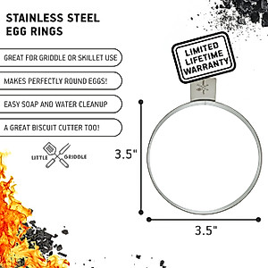 Little Griddle - Egg Rings, Stainless Steel Construction with Built-in Tab-Style Handle, Great for scrambled, Fried and Sunny-Side-up Eggs - Silver