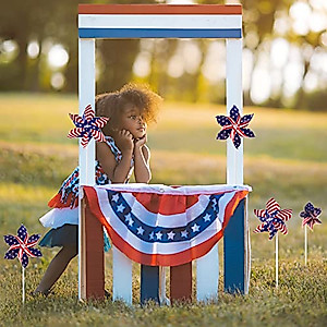 American Flag Patriotic Pinwheels Independence Day Pinwheels US Stars and Stripes Pinwheels with Instruction Garden Windmill Wind Spinner for Kids Adults, July of 4th Decor Yard Garden Lawn (30)