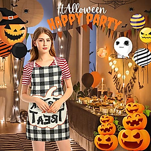 Crethinkaty 1 Pieces Halloween Aprons,Halloween Kitchen Baking Aprons,Halloween Party Apron, Waterproof Apron Chefs Pinafore Apron Cooking BBQ （Style 2）