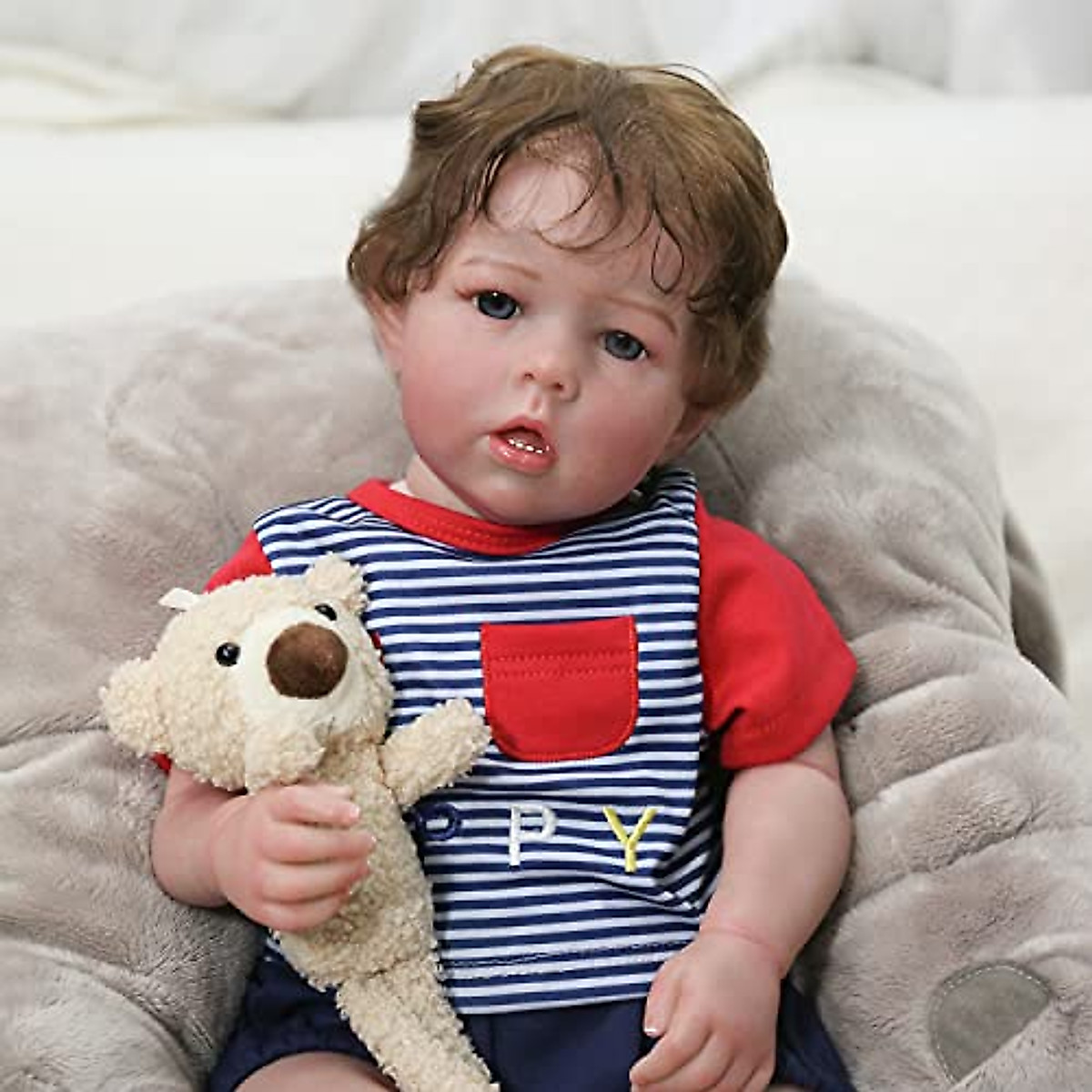CHAREX Reborn Toddler Doll - Realistic Lifelike Reborn Boy Doll, 22 inch Weighted Soft Body Gift Toy for Kids Age 3+