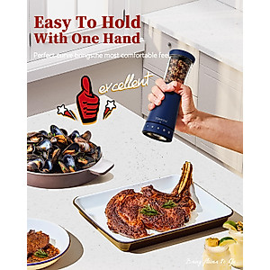 Electric Salt and Pepper Grinder Set with Storage Base, Stainless Steel Rechargeable Salt and Pepper Grinder Set with 4.5 oz Large Capacity, 1.8" Wide Mouth, Adjustable Coarseness, Ideal for Kitchen