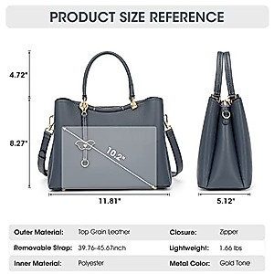 Kattee Women Soft Genuine Leather Satchel Bags Top Handle Crossbody Purses and Handbags (Blue)