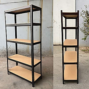 Bowoshen Storage Shelves 5-Tier 59in Height Garage Shelving Unit Rack Metal Shelf Heavy Duty 386lb Load per Tier, Adjustable Utility Shelves for Garage, Warehouse, Living Room, Office (59")
