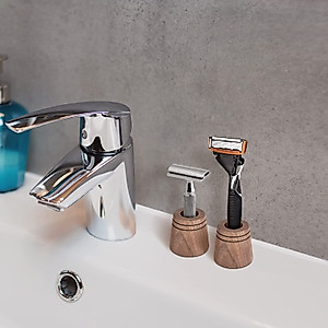 2 Pack Razor Holder Shaver Holder Safety Razor Stand Men's Shaving Stand Wood