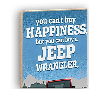 Open Road Brands Jeep Wrangler Wood Wall Decor - You Can't Buy Happiness But You Can Buy a Jeep Wrangler