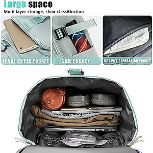MIYCOO Gym Bag for Women and Men Sports Duffle Bag Travel Backpack Weekender Overnight Bag with Shoes Compartment Green