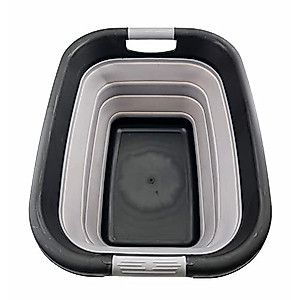 SAMMART 25L (6.6 Gallon) Collapsible Laundry Basket/Tub - Foldable Storage Container/Organizer, Water Capacity: 20L (Black/Alloy Grey)