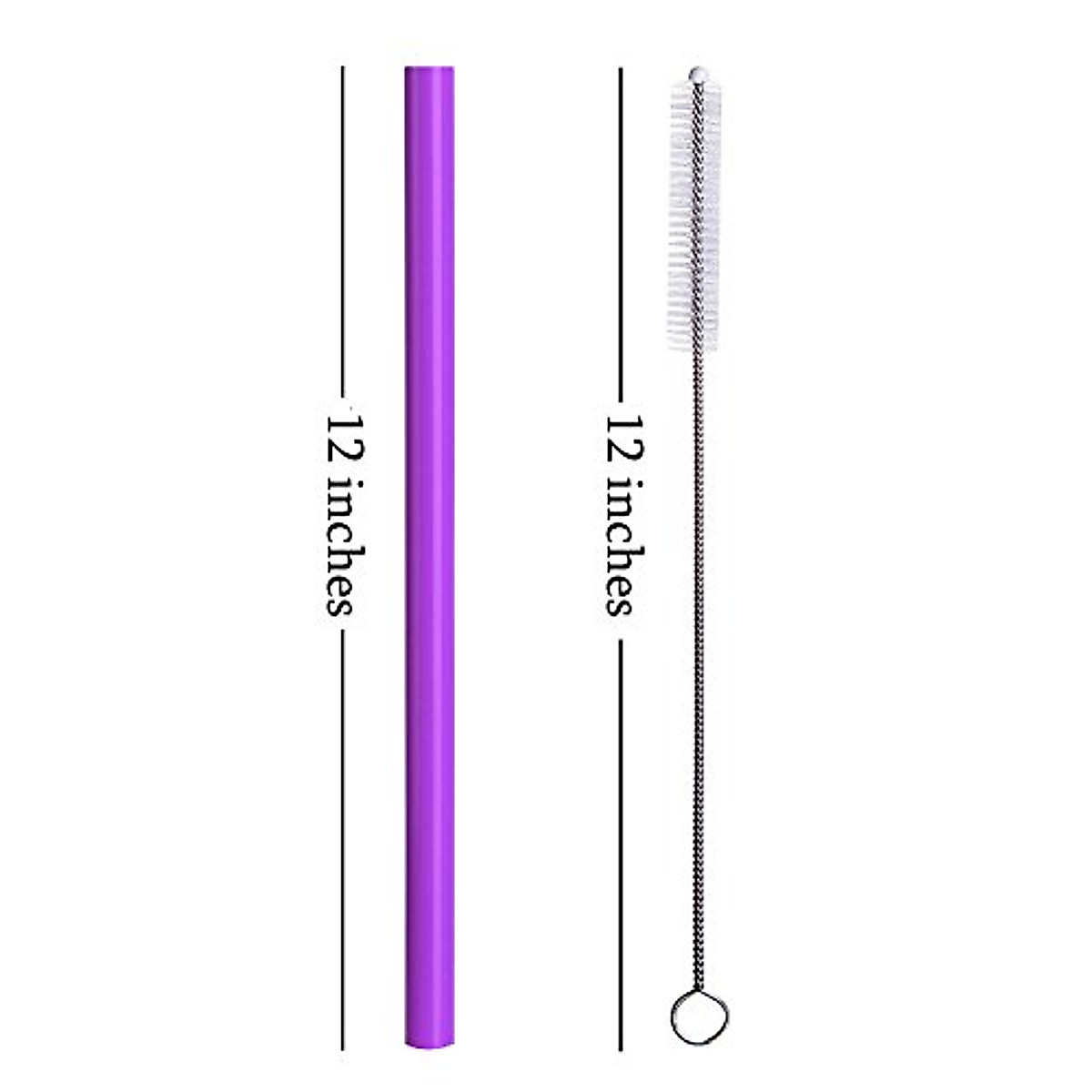 ALINK Reusable Silicone Smoothie Straws, 12” Extra Long Flexible Half Gallon Replacement Straws for Tall Travel Mug, 32 oz 40 oz YETI/RTIC Tumbler, Set of 6 with Brush