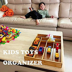 Kitchen Wood Utensil Tray Drawer Organizer, Bamboo Silverware Tray for Drawer 12X17 Cutlery Organizer in Drawer, Flatware Holder,Office Storage Drawer Organizers,Desk Drawer Dividers Insert