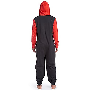 Marvel Spider-Man: Miles Morales Video Game Mens Fleece Cosplay Raglan Onesie Pajama Coverall Black Small
